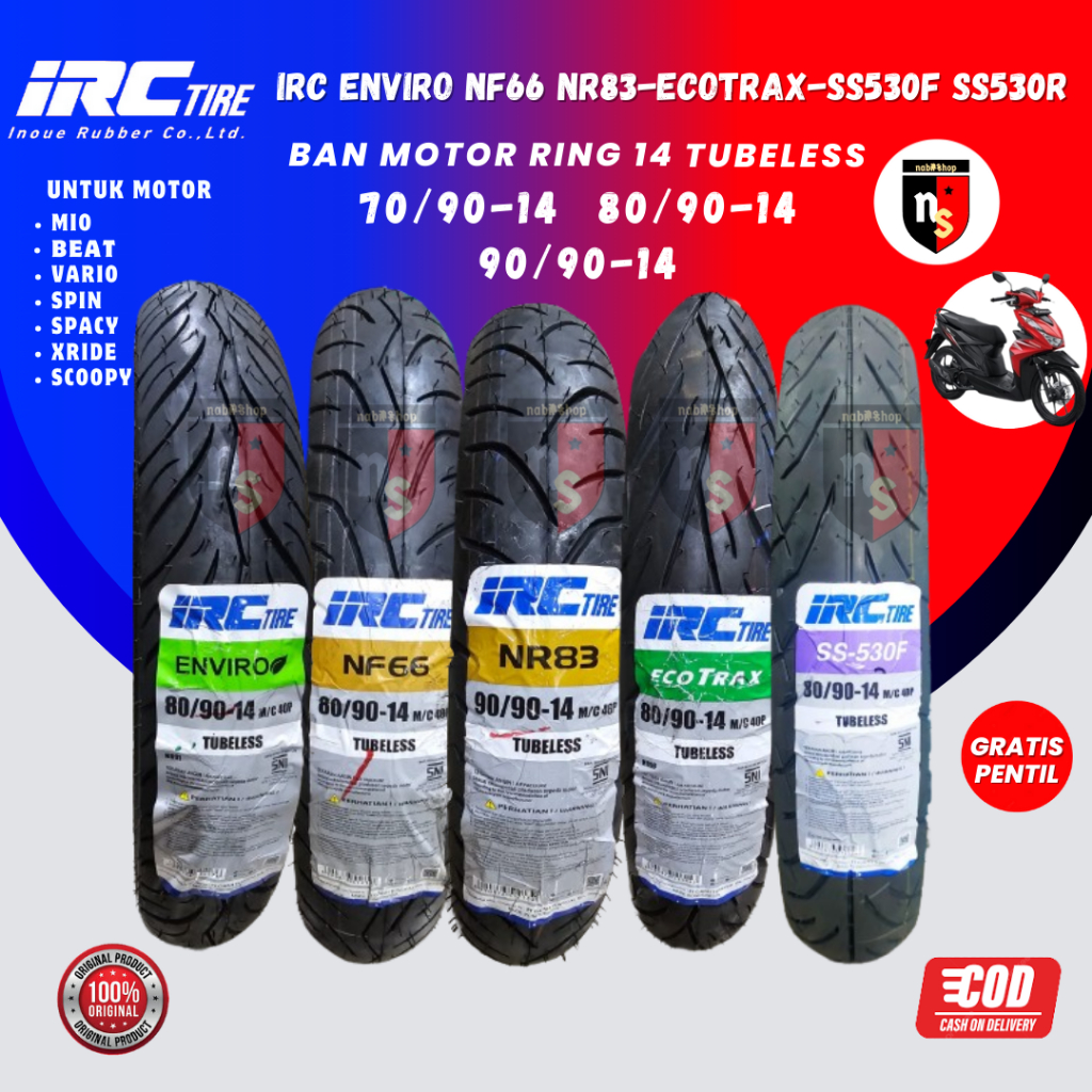 Jual Ban Motor Matic / IRC Enviro 90/90 Ring14 Free Pentil Tubles ...