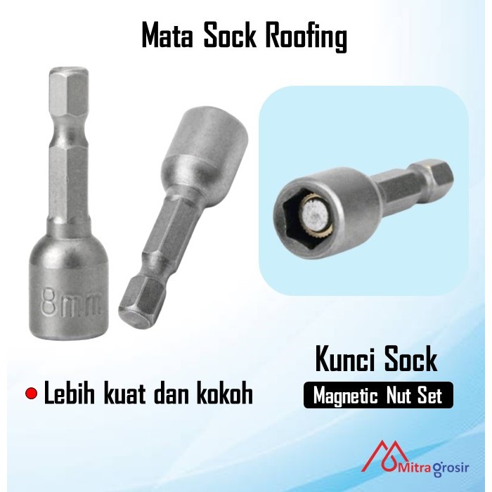 Jual Mata Sock Bor Roofing Magnetic Hex Nut / Kunci Sock Roofing Baut ...