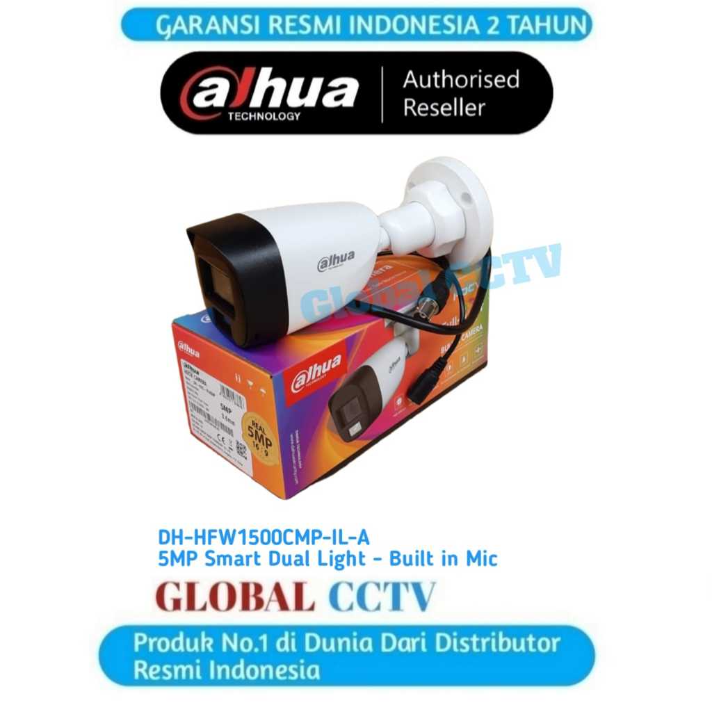 Jual CCTV DAHUA 5MP DH-HAC-HFW1500CMP-IL-A Full Color ColorVu Mic Audio ...