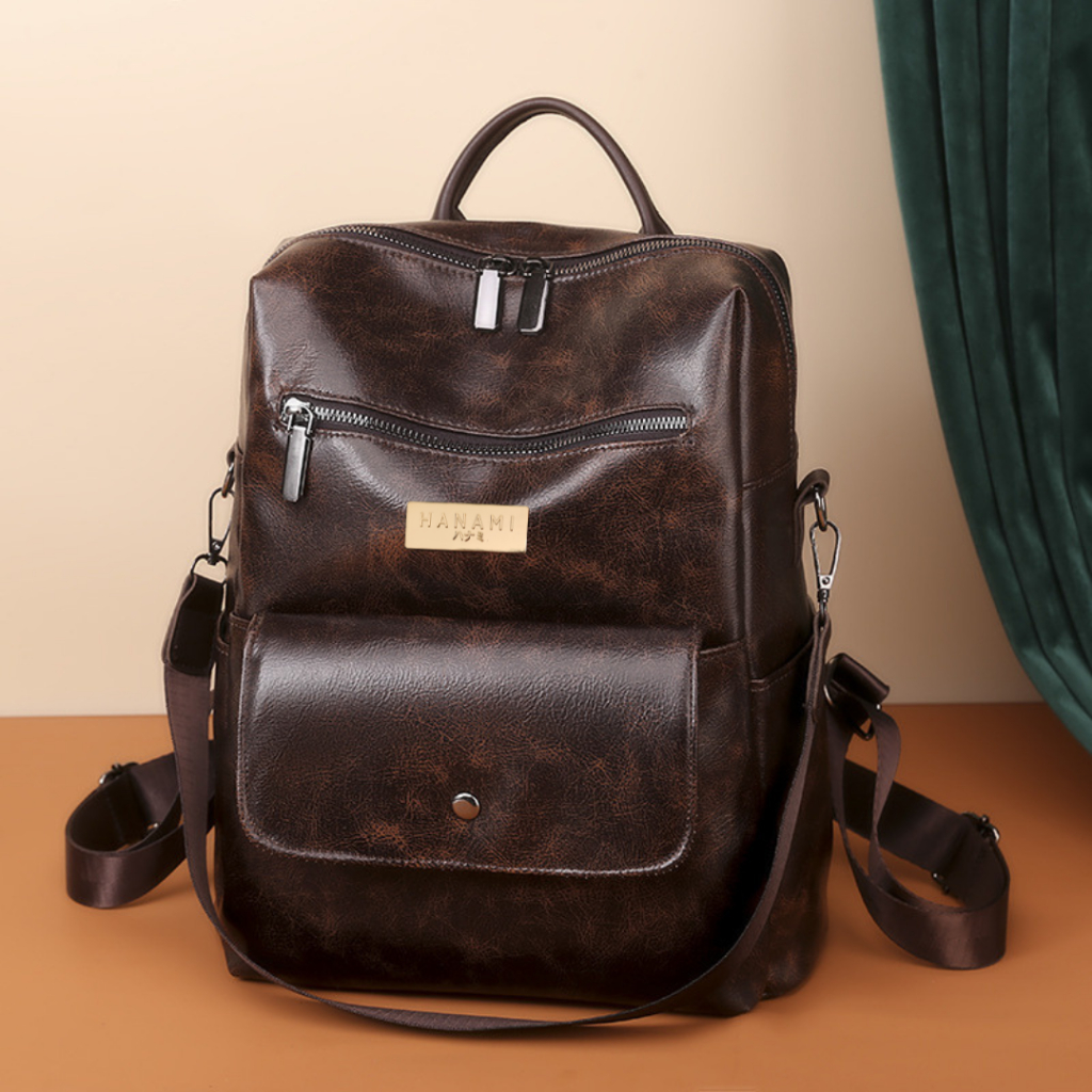 Jual HANAMI Tas Ransel Wanita Kulit Coklat Andrea TA489B7 Backpack ...