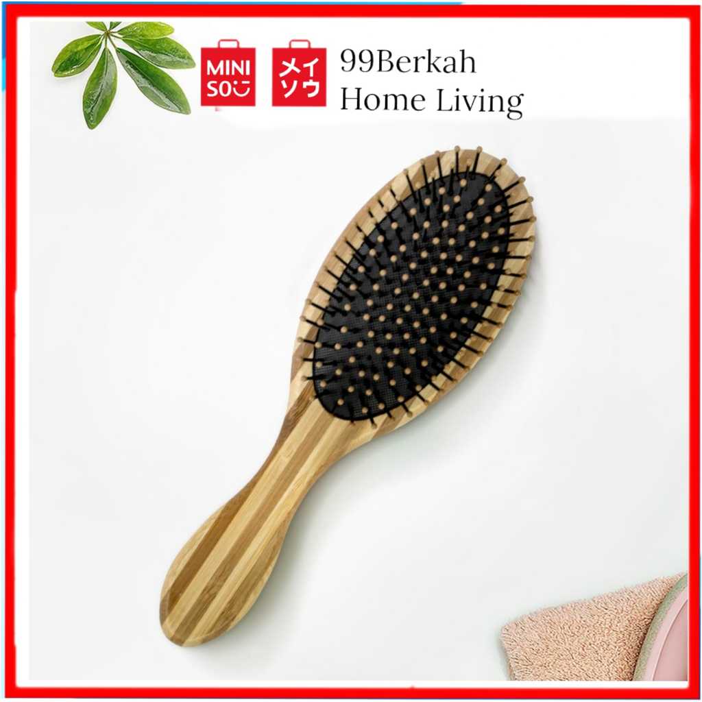 Jual MINISO Sisir Rambut kayu Wanita Hair Brush Massage Comb Anti ...