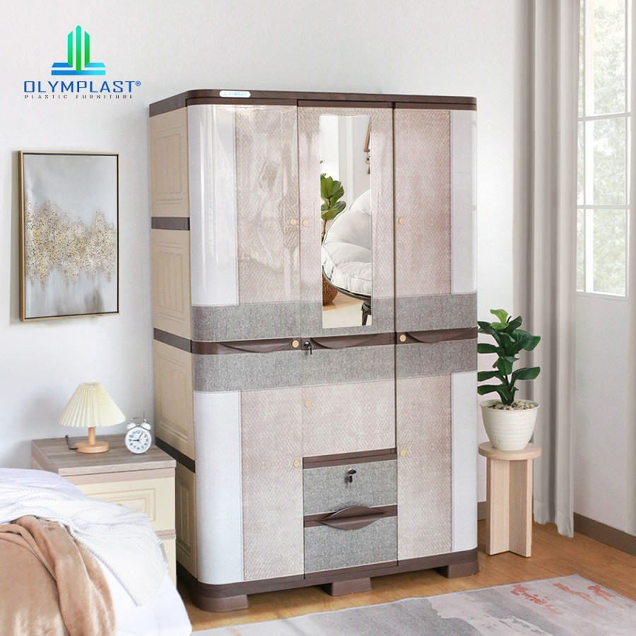 Jual Olymplast SCOC 3P Leather Lemari Pakaian Baju 3 Pintu Plastik SCO C Laci Penyimpanan ...