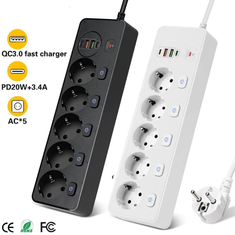 Jual Power socket 3250W BKL505EU 2 type C 2 usb3.0 kabel 3M | Shopee ...