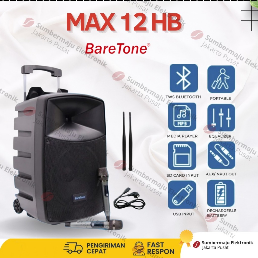 Jual Gratis Ongkir Baretone 12 HB 12HB MAX 12 HB Speaker Portable 12 ...