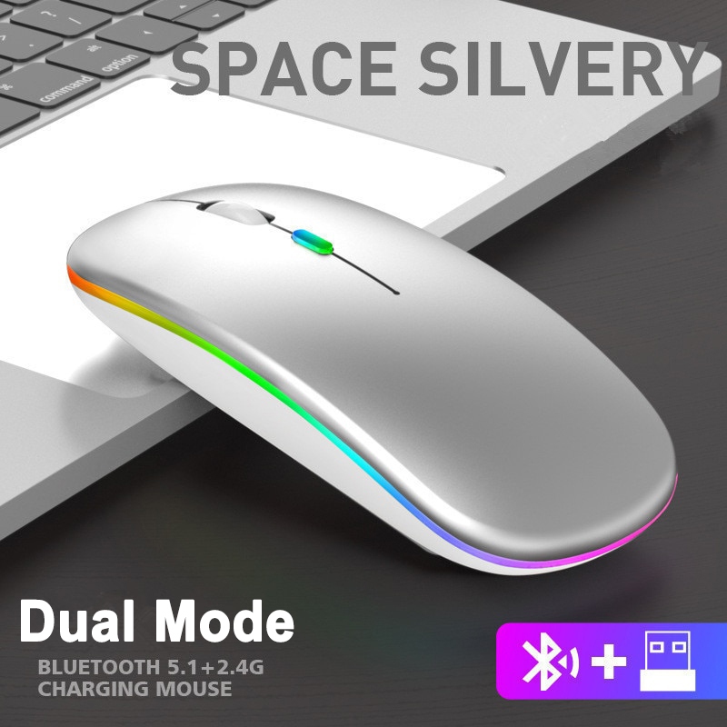 Jual Mouse Wireless Rechargeable Silent Click Slim 2 4g Wireless Bluetooth 1600 Dpi Rgb Led