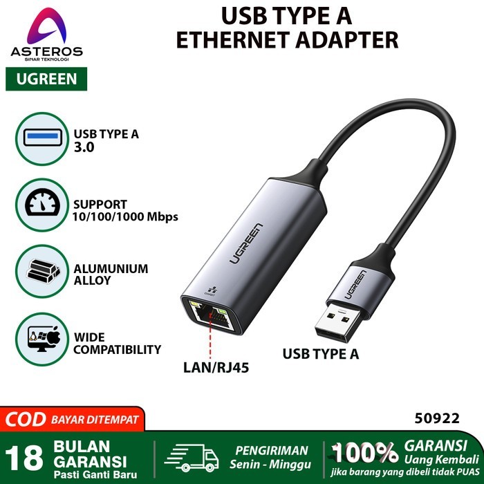 Jual UGREEN 50922 15636 60812 Adapter USB 3.0 Usb 2.0 To Lan RJ45 Gigabit Ethernet - Ugreen Lan ...