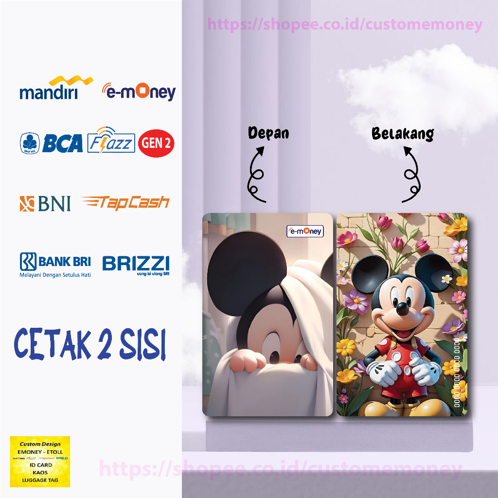 Jual KARTU EMONEY DESIGN ANIMEMICKEY MOUSE CUTE ETOLL E-MONEY MANDIRI ...