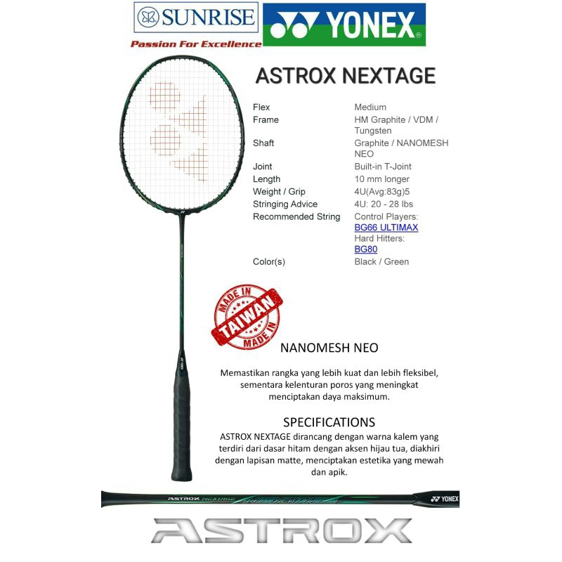 Jual RAKET BADMINTON YONEX ASTROX NEXTAGE ORIGINAL FREE SENAR FREE GRIP | Shopee Indonesia