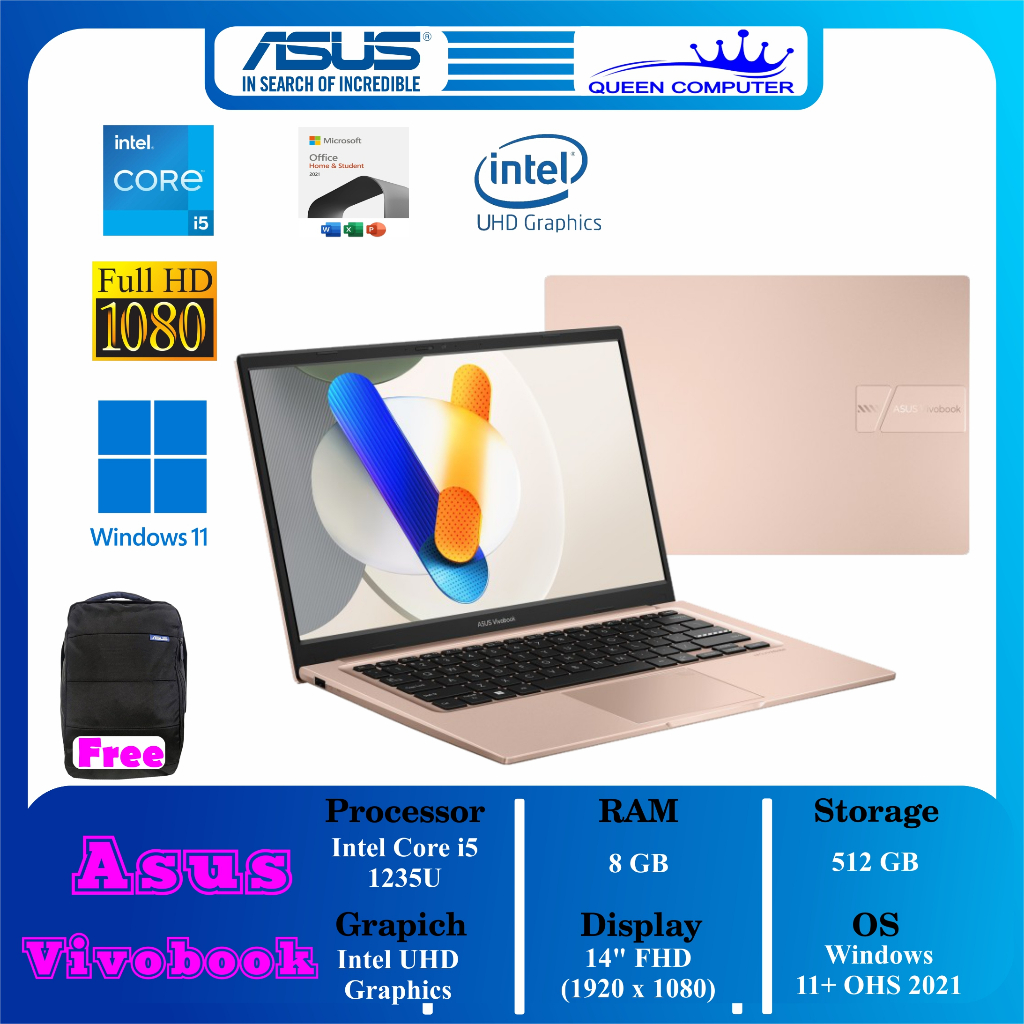 Jual ASUS Vivobook 14 A1404ZA Core i5 1235U 8GB 512GB W11 + OHS Terra ...