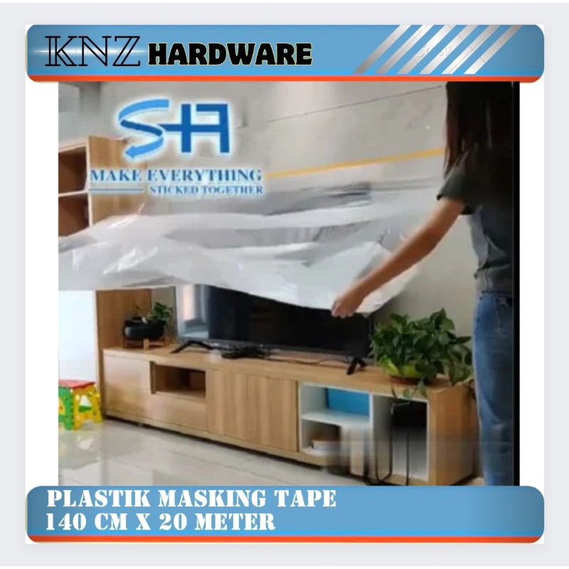 Jual Pre Taped Drop Film 140cmx20m Plastik Masking Tape Lakban Selotip ...