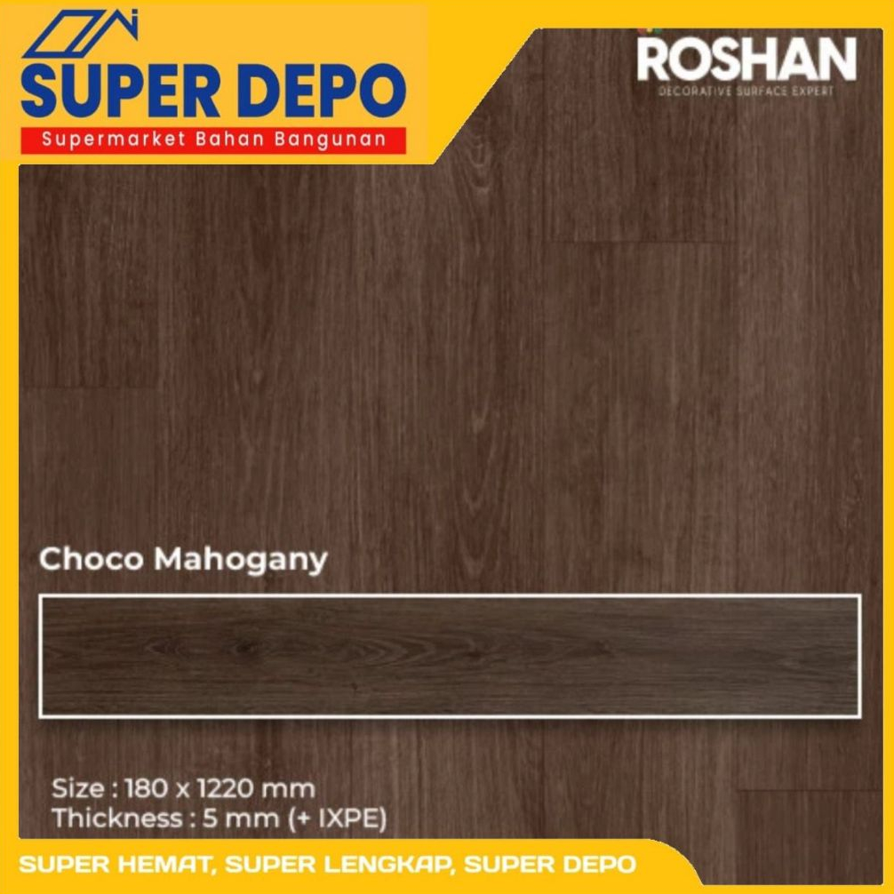 Jual LANTAI SPC ROSHAN CHOCO MAHOGANY UKURAN 180/1220 mm | Shopee Indonesia