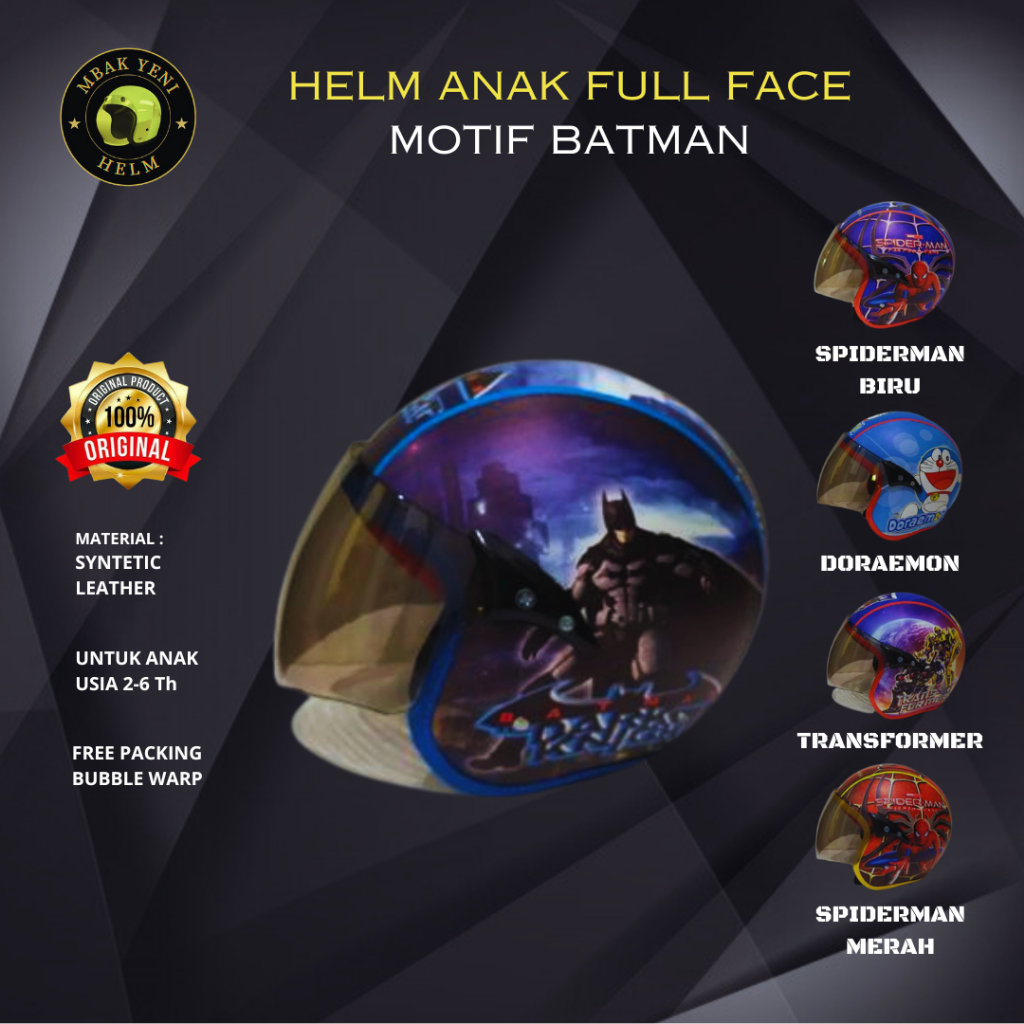 Jual Helm anak usia 3 4 5 6 7 tahun model full face - pst | Shopee ...
