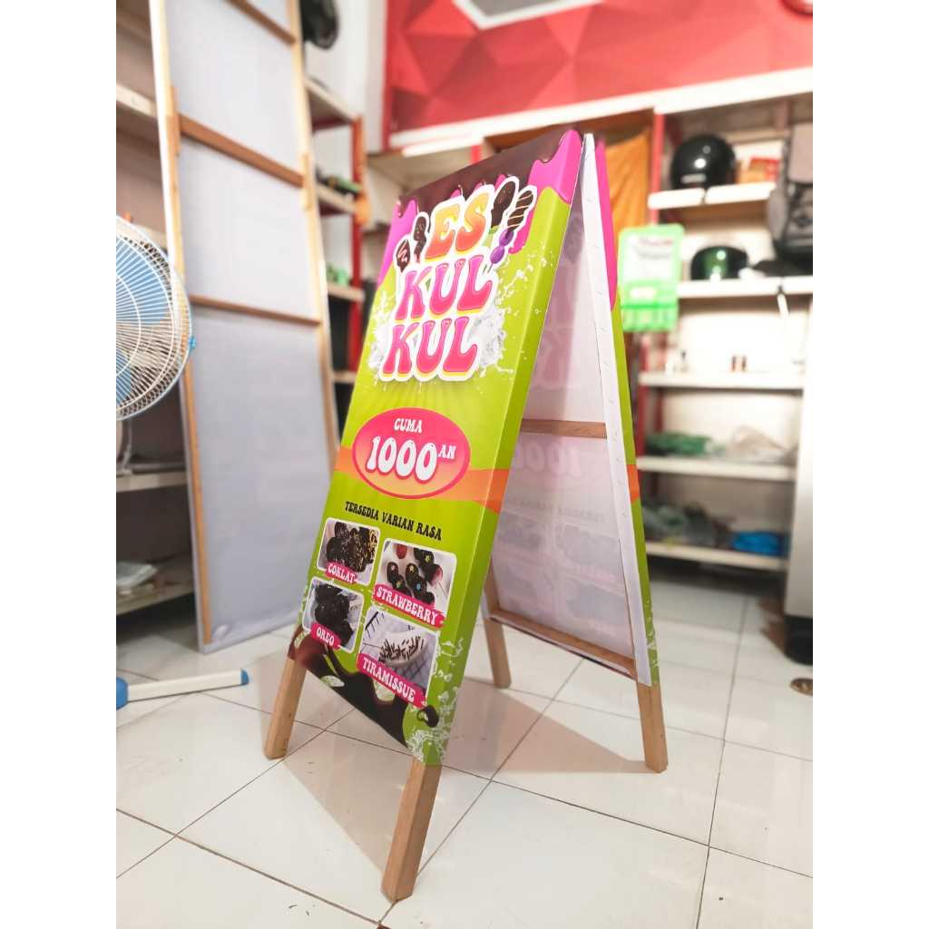 Jual Banner Kayu Segitiga/Banner Rangka Kayu/Banner Jualan/Spanduk ...
