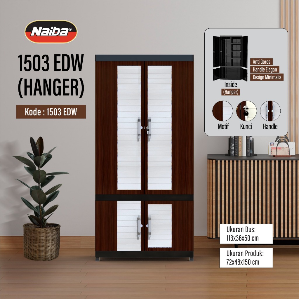 Jual NAIBA - LEMARI PAKAIAN PLASTIK MSC FIT GANTUNG EBONY INSTANT ...