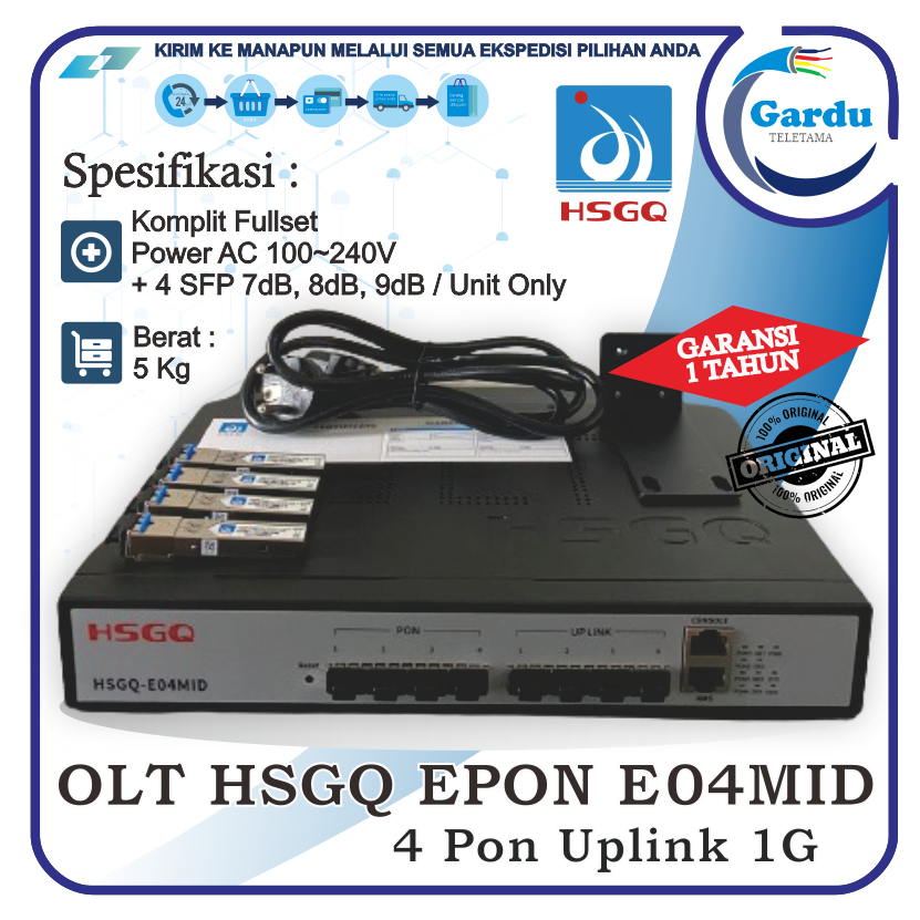 Jual OLT HSGQ 4 PON EPON Tipe E04MID Include 4 SFP 7 dB/8dB/9dB/Tanpa SFP | Shopee Indonesia