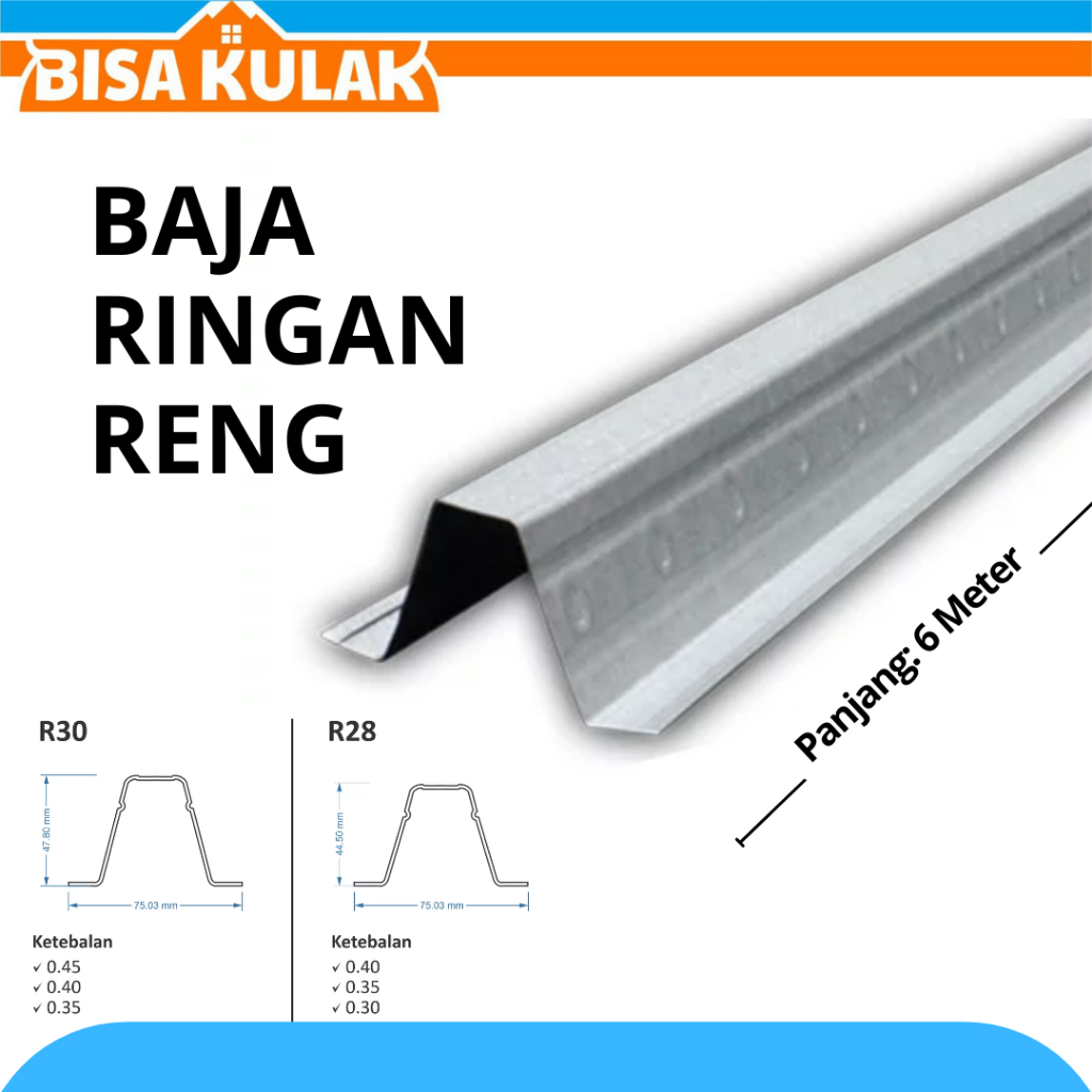 Jual Reng Galvalum Tebal 0,35 - 0,40 baja ringan - Material Bahan ...