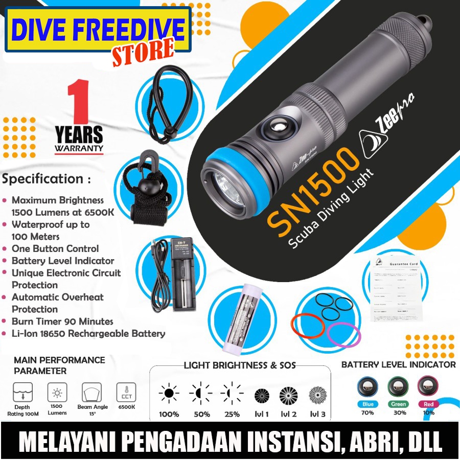 Jual Torch Light Zeepro SN1500 1500 Lumens Collab Weefine WF083 Senter ...