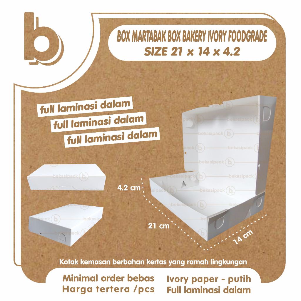 Jual Box Martabak Cake Bakery Ivory Foodgrade 21x14x4.2 I BMCBIF00463 ...