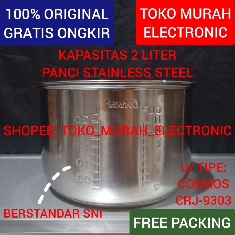 Jual TME - Panci Dalaman Cosmos 2 Liter Stainless Steel CRJ-9303 ...