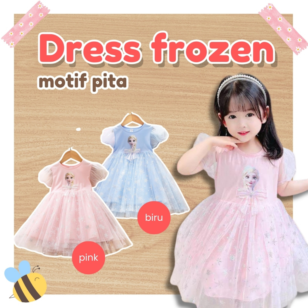 Jual 【HONEY.BABY】1-9 Tahun Dress Frozen Pita Anak Perempuan katun kids ...