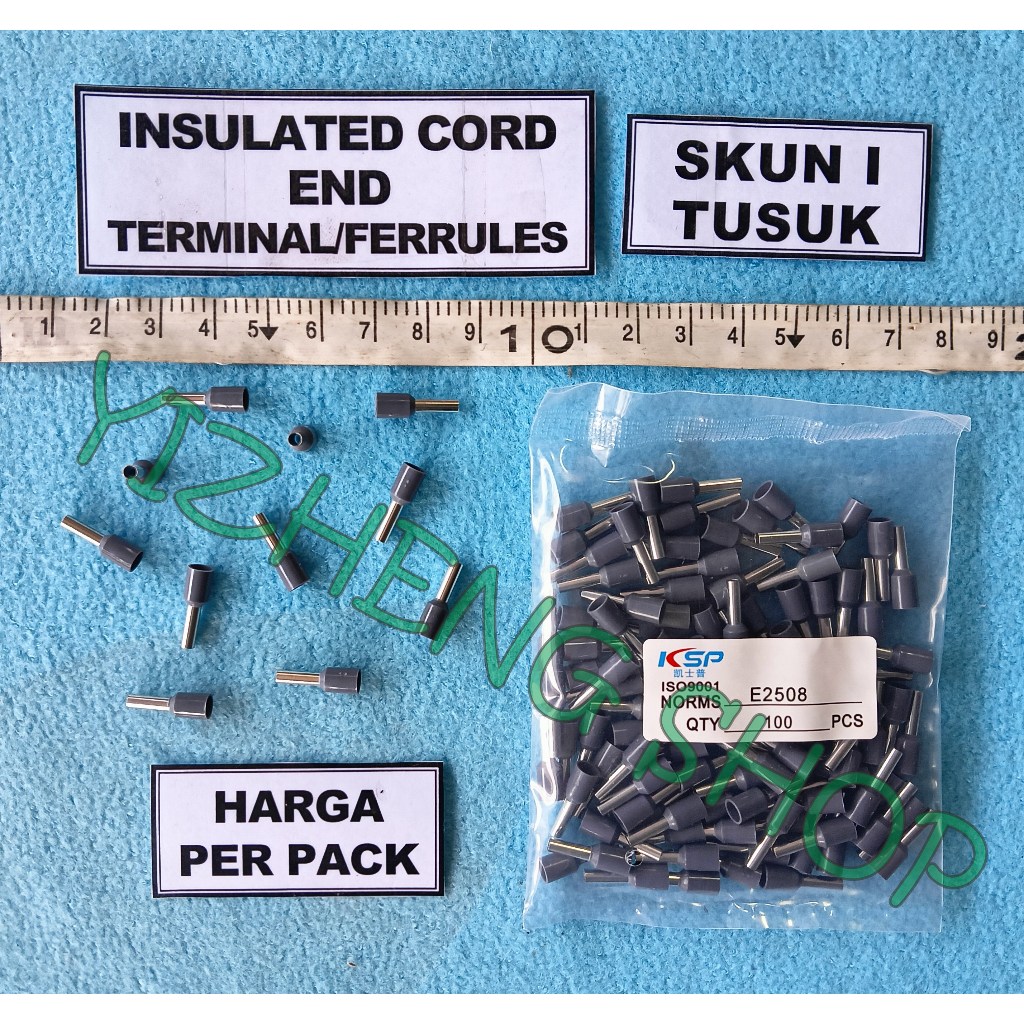 Jual SKUN I FERRULES E2508 ABU ABU FOR CABLE 2,5MM 1 PACK (100 PCS ...