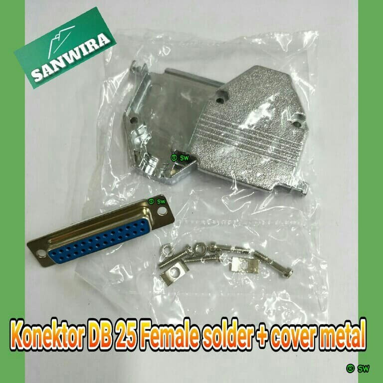 Jual Konektor DB 25 pin Female | Male SOLDER + cover metal / Konektor ...