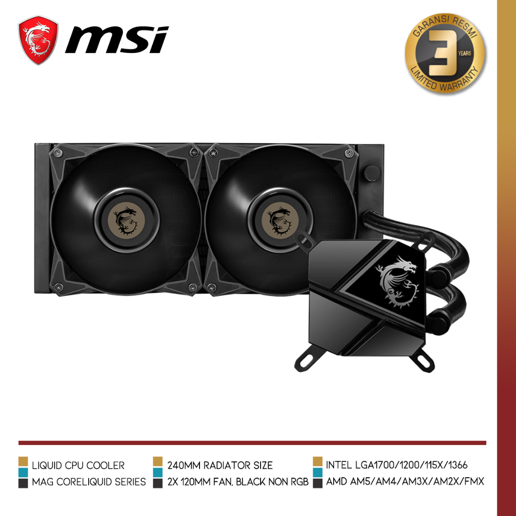 Jual MSI MAG CORELIQUID P240 | All In One Liquid Cooling 240mm | Shopee ...