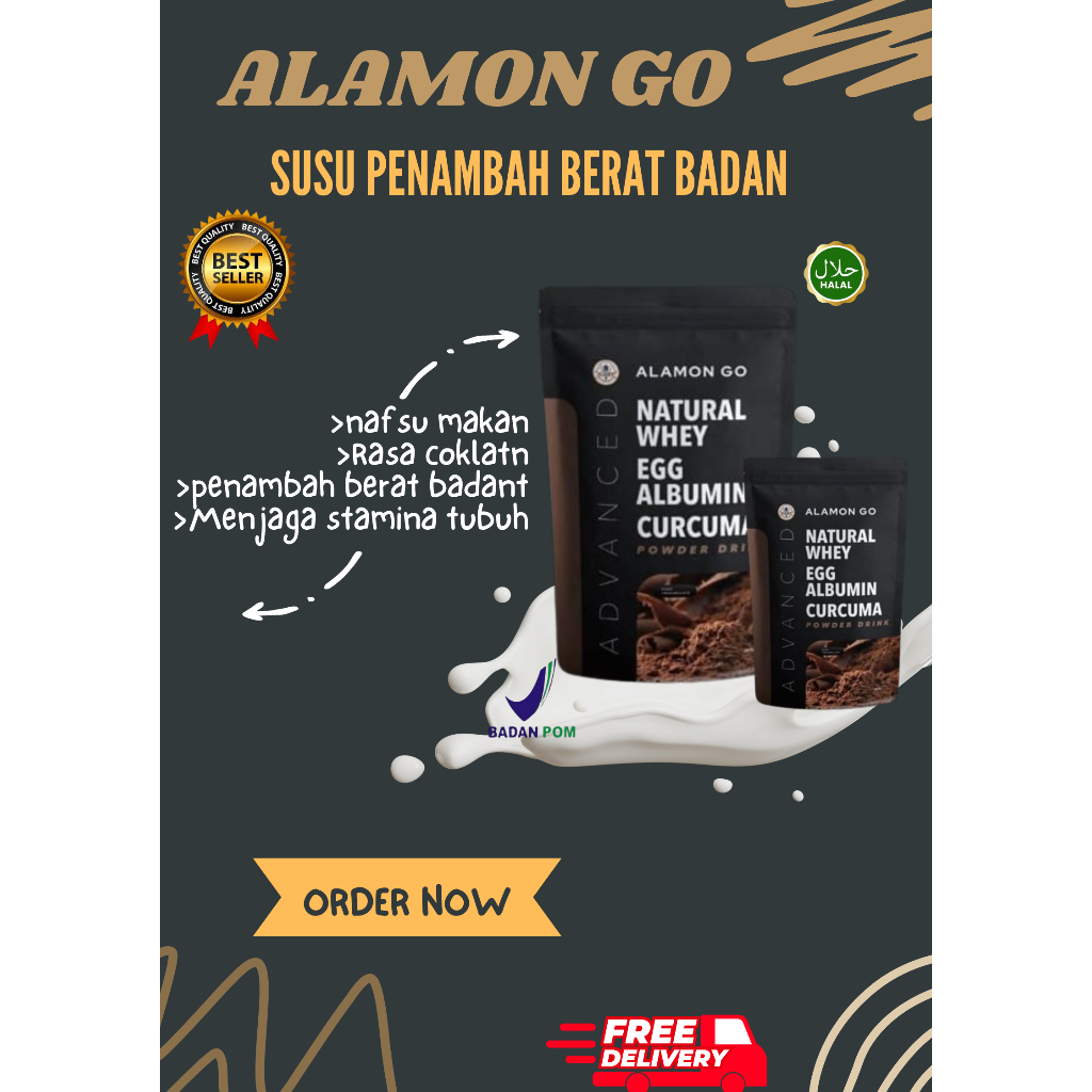 Jual ALAMON GO penambah berat badan natural whey + albumin + curcuma ...