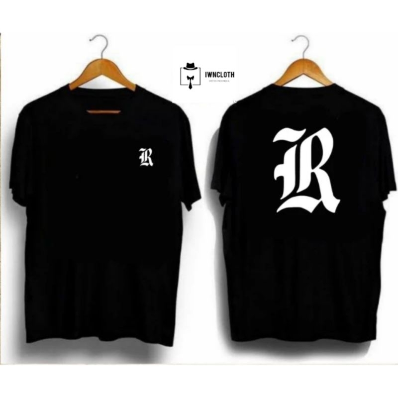 Jual T-SHIRT KAOS INISIAL NAMA HURUF R COMBED 30S | Shopee Indonesia