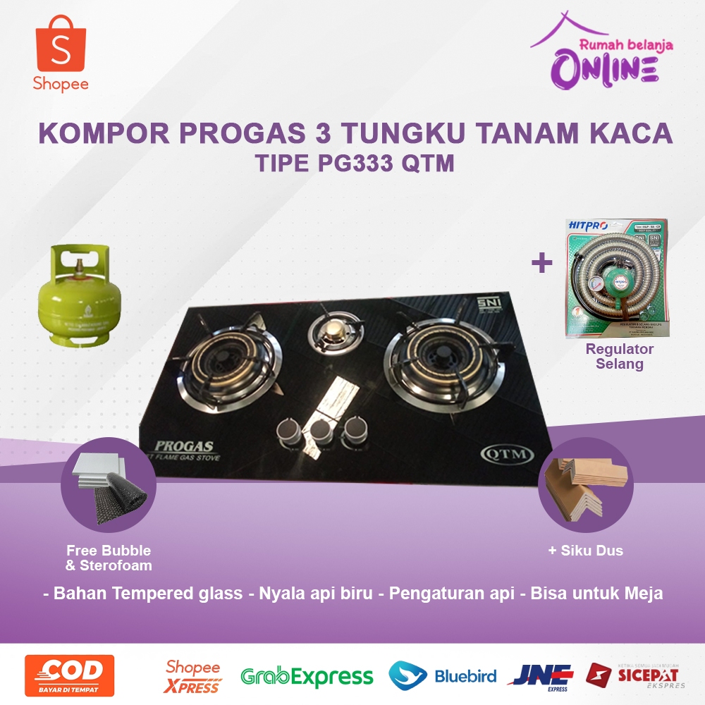 Jual KOMPOR PROGAS 3 TUNGKU TANAM KACA PG333/PROGAS TANAM DENGAN 3 ...