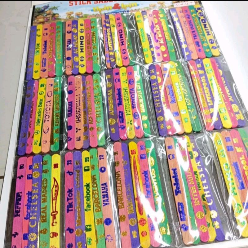 Jual 1 Lembar Stik Motif Emas Pelangi Mainan Stik Viral Isi 75 Pcs