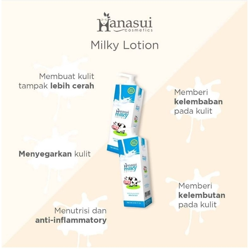 Jual HANASUI MILKY LOTION / HANDBODY SUSU SAPI MENCERAHKAN | Shopee ...