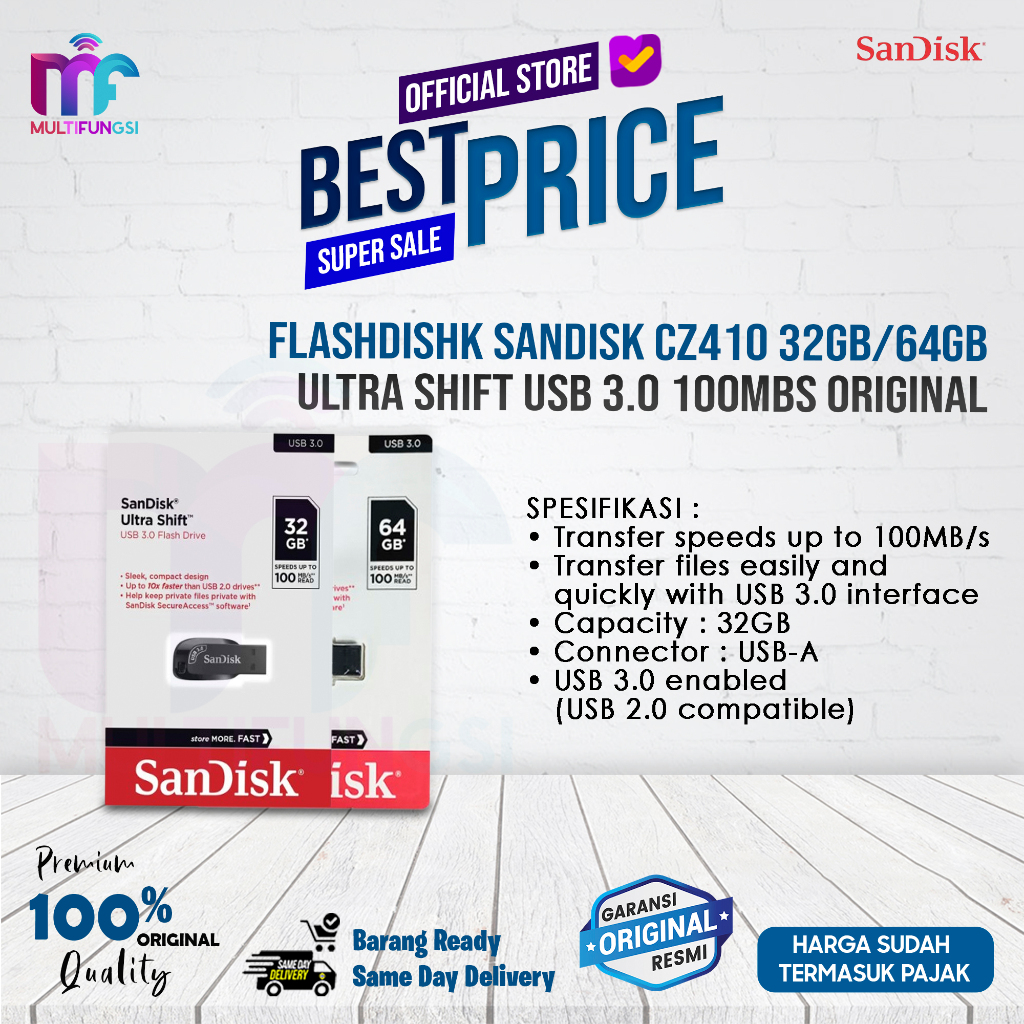 Jual Flashdishk Sandisk CZ410 32GB/64GB/256GB/128GB Ultra Shift USB 3.0 ...