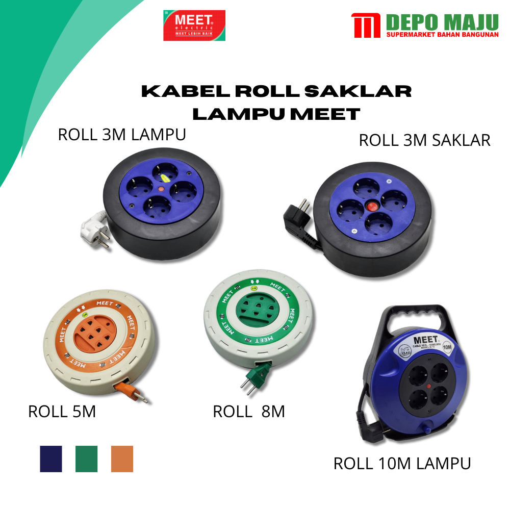 Jual KABEL ROLL MEET 3M-25M/KABEL ROLL STOP KONTAK MEET/KABEL ROLL ...