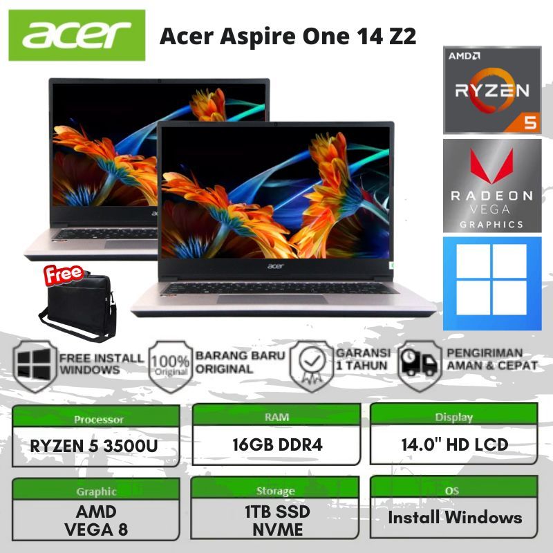 Jual LAPTOP ACER ASPIRE ONE 14 Z2-493 RYZEN 5 3500U RAM 16GB 1TB SSD AMD VEGA 8 14" HD - SILVER ...