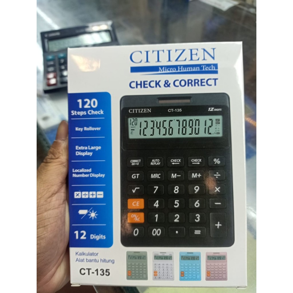 Jual Kalkulator CITIZEN CT135 Check Correct CT 135 12Digits | Shopee ...