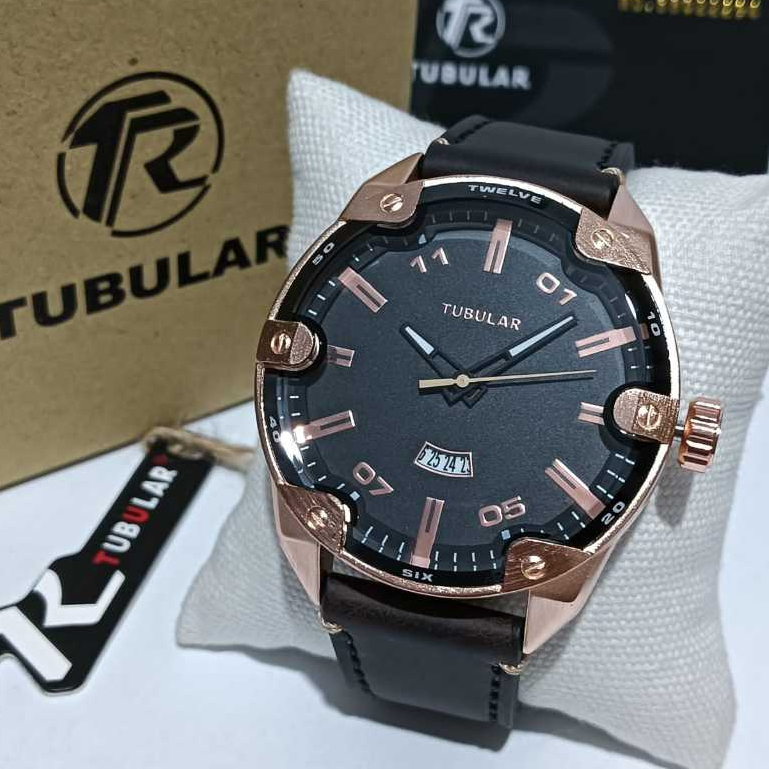 Jual Jam Tangan Pria Original Tubular Analog Tanggal Strap Kulit ...