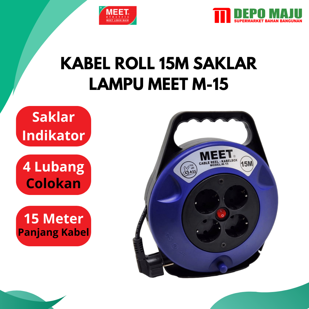 Jual KABEL ROLL MEET 3M-25M/KABEL ROLL STOP KONTAK MEET/KABEL ROLL ...