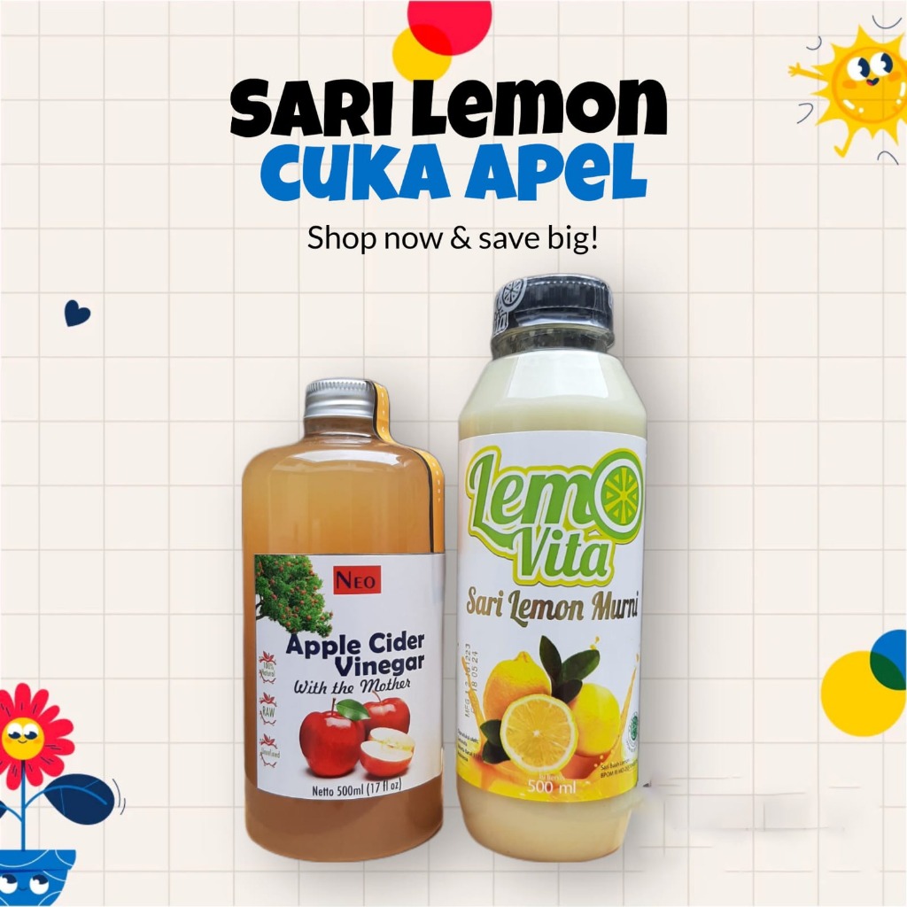 Jual Sari Lemon Lemovita 500ml+Cuka Apel 330ml-Paket bundling minuman ...