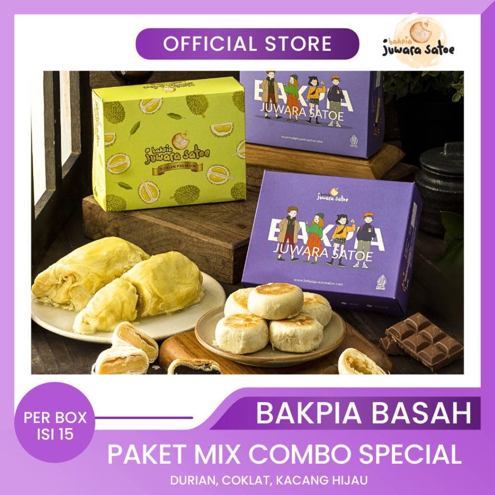Jual SHOPEE MALL BAKPIA JUWARA SATOE 3 Box Paket Mix Combo Bakpia Basah ...