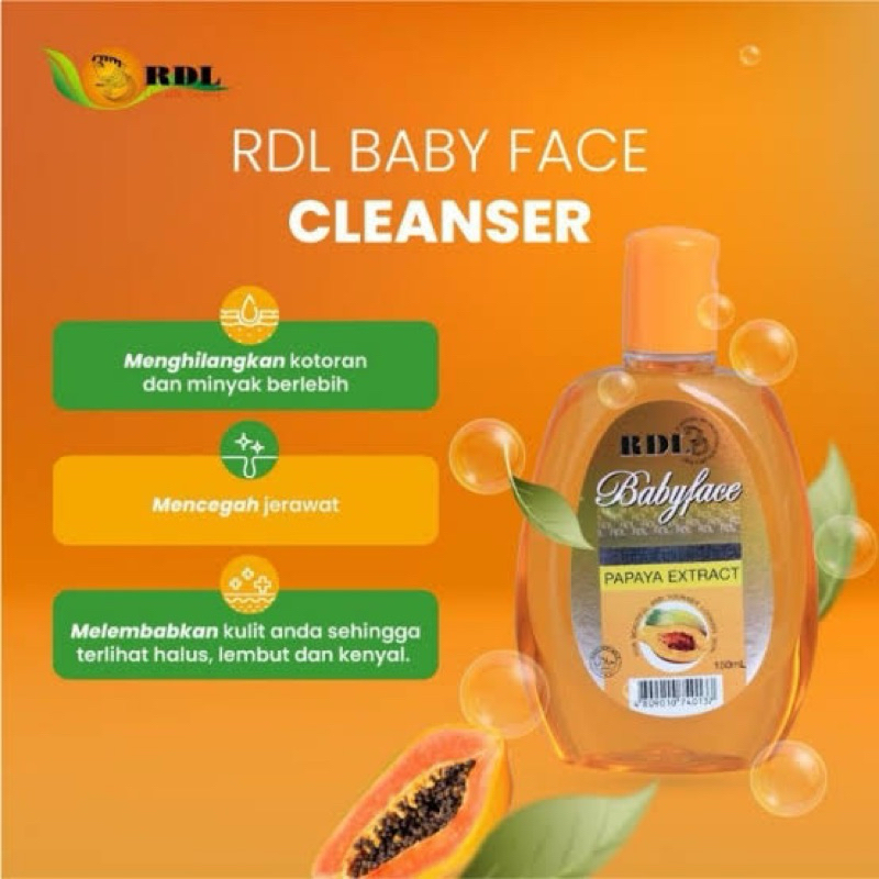 Jual RDL BABY FACE PEPAYA EXTRA ( FACIAL CLEARLNSER WITH ) | Shopee ...