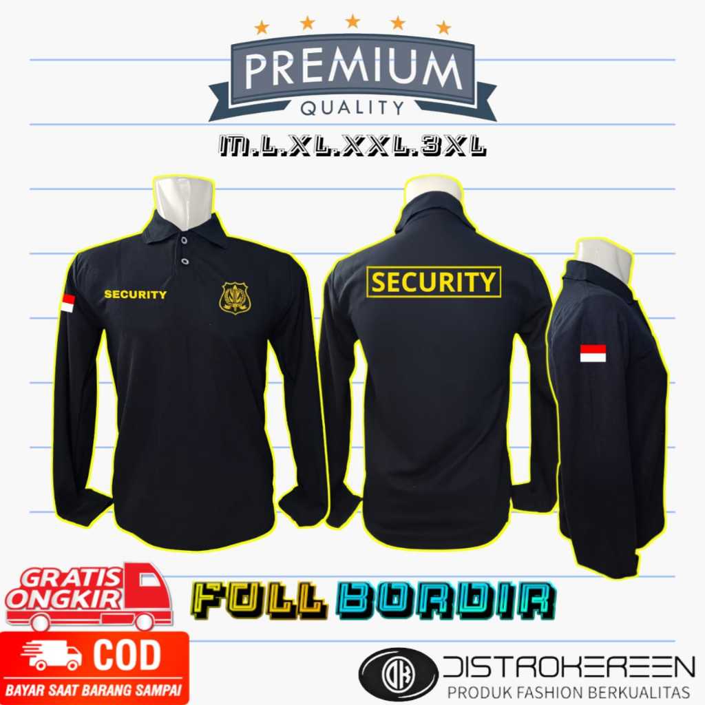Jual TERLARIS!! KAOS BAJU SHIRT BORDIR SECURITY LOGO KUNING LENGAN ...