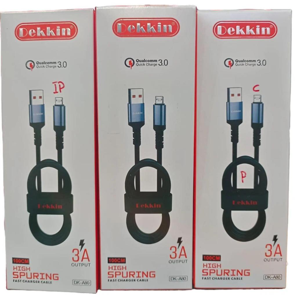 Jual KABEL DATA DEKKIN DK-A80 3A TYPE C MICRO LIGHTING FAST CHARGE CABLE | Shopee Indonesia