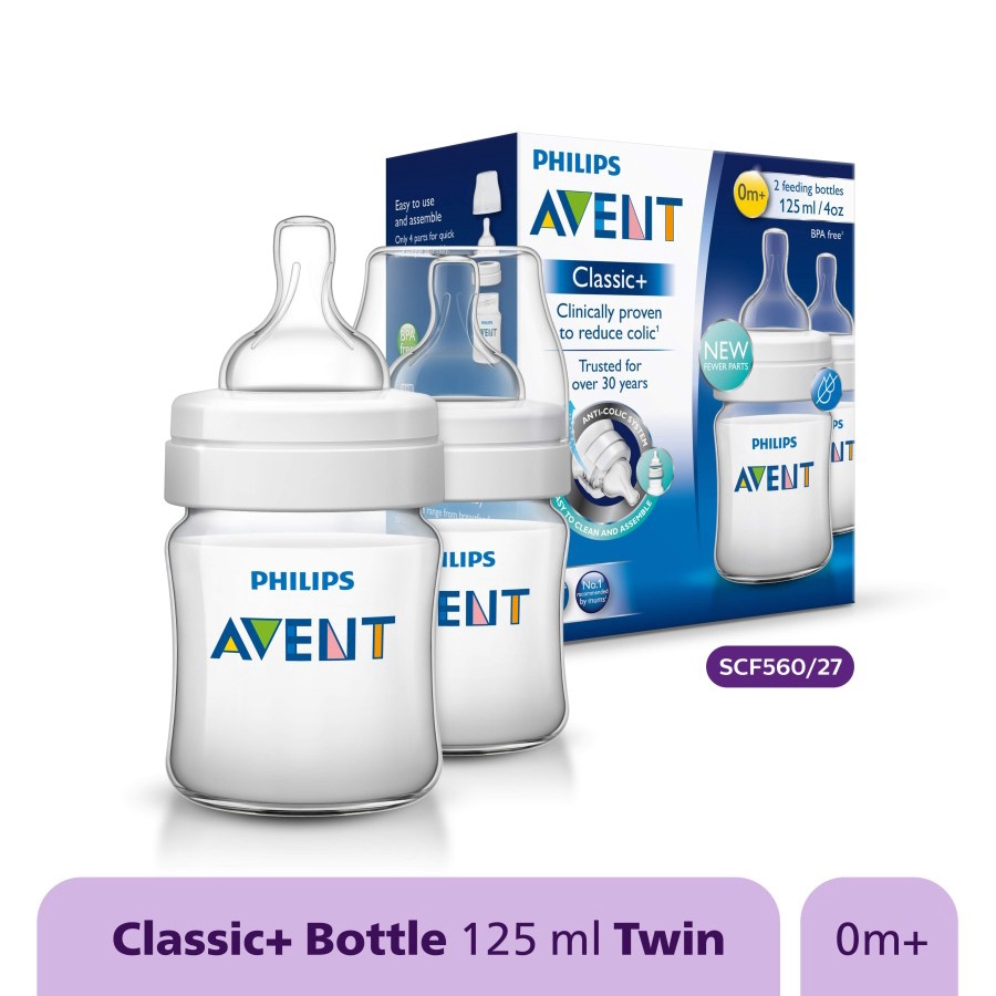 Jual Botol Susu Bayi PHILIPS AVENT Classic+ 125ml TWIN/SINGLE -- SCF560 ...