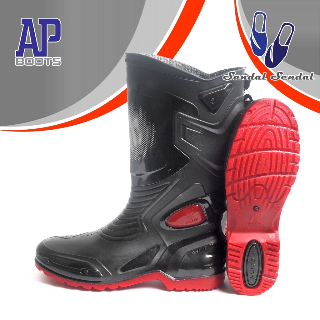 Jual Sepatu Boot Tinggi AP Moto 3 AP Boots Karet Lokal Anti Air & Slip ...