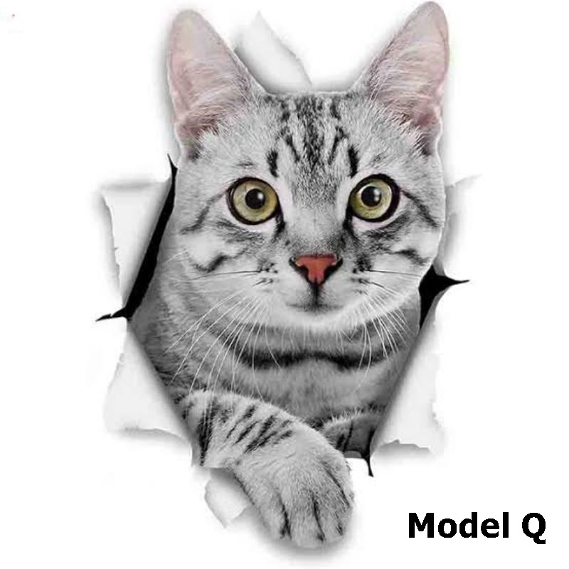 Jual Stiker kucing 3D tahan hujan dan panas bahan decal glossy ...