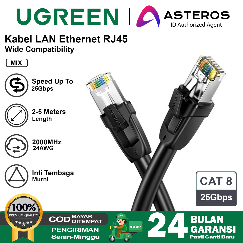 Jual UGREEN Kabel LAN Cat 8 RJ45 Ethernet Network 25Gbps Pure Cord 2M ...