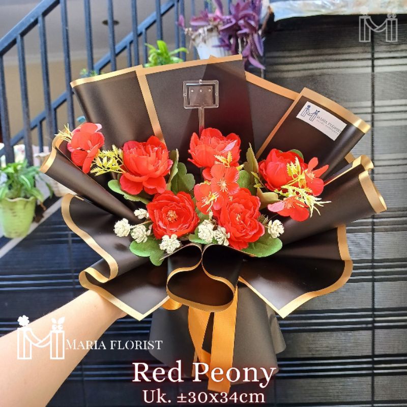 Jual Buket Bunga Artificial Peony - Buket Bunga Wisuda Anniversary ...