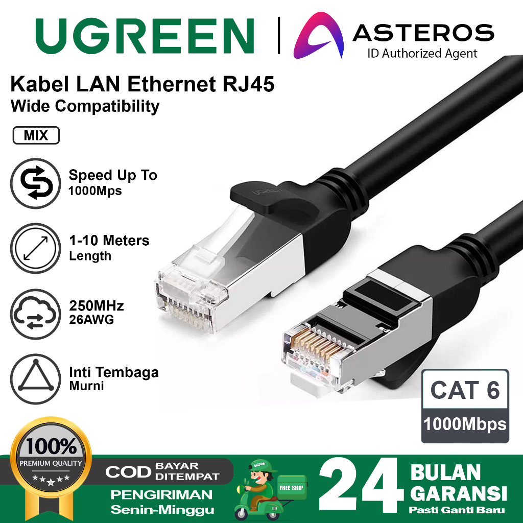 Jual UGREEN Kabel LAN Ethernet Cat 6 UTP 1000Mbps 1M 2M 5M 10M | Shopee Indonesia