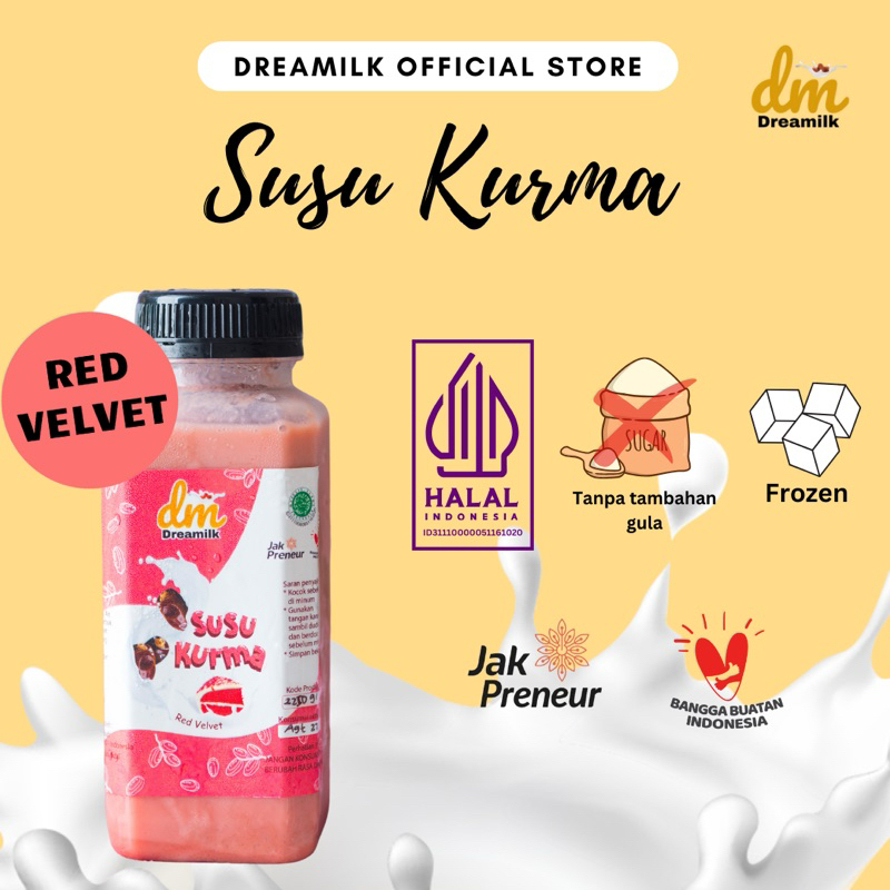 Jual SUSU KURMA Dreamilk Rasa RED VELVET 260ml | Shopee Indonesia